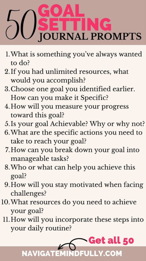 50 Journal Prompts for Goal Setting & Achieving