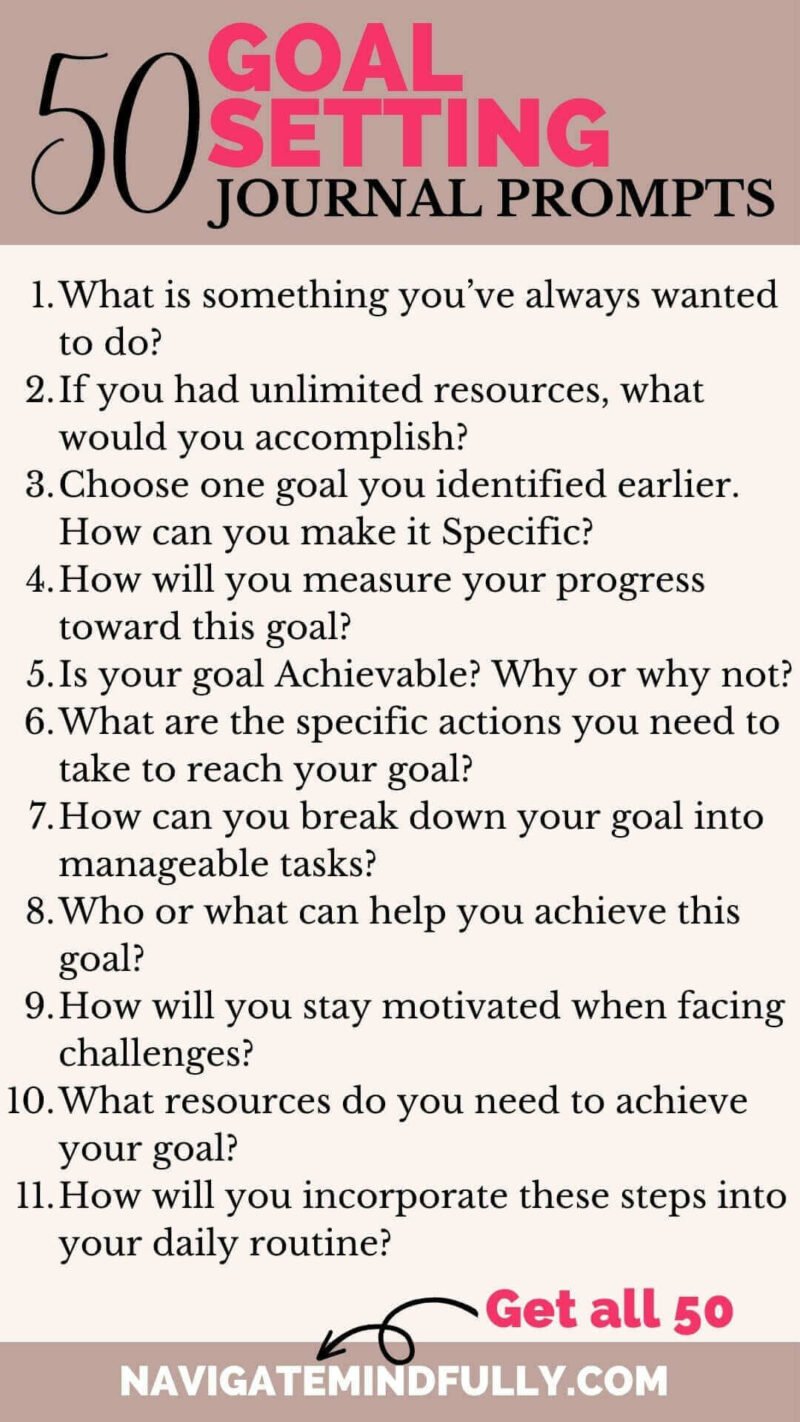 50 Journal Prompts for Goal Setting & Achieving