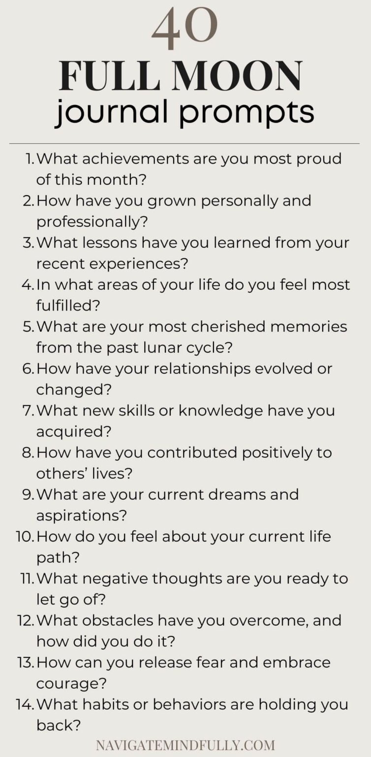 40 Full Moon Journal Prompts for Gratitude & Self-Reflection