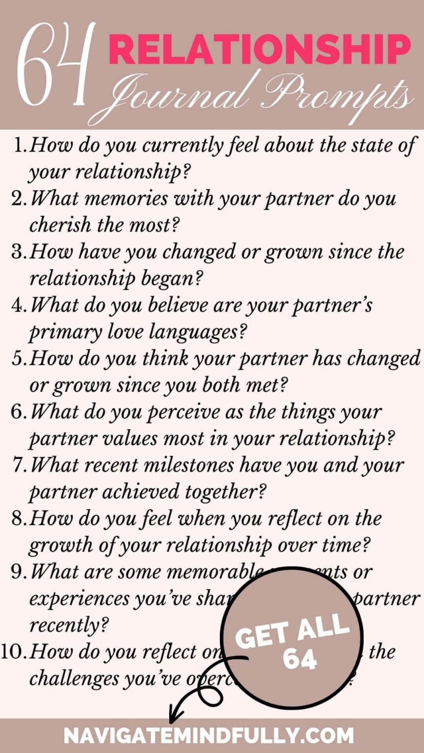 60+ Relationship Journal Prompts to Understand Your Partner