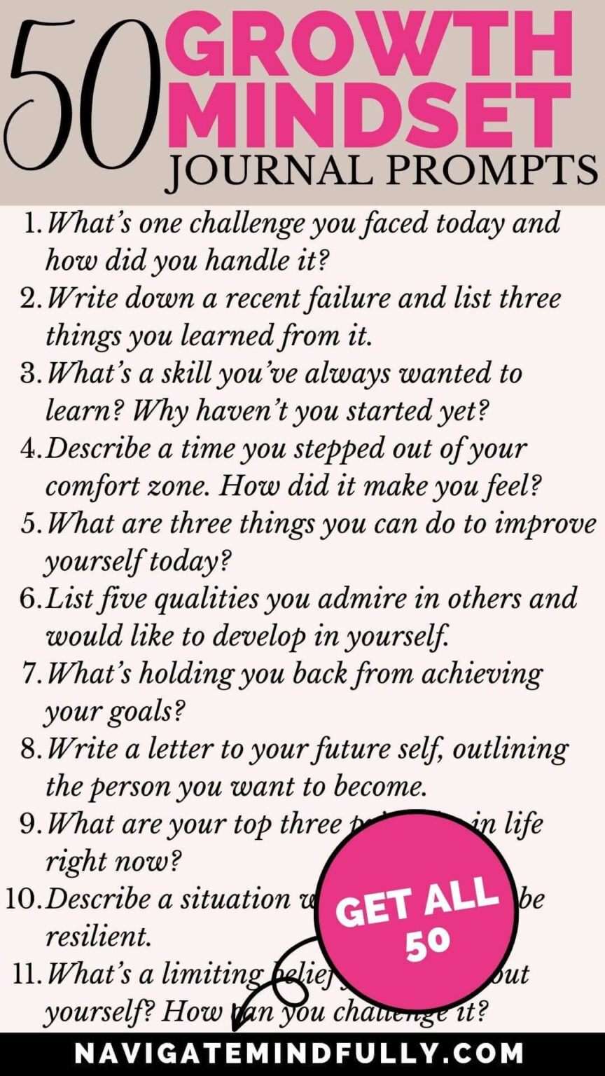 50+ Growth Mindset Journal Prompts to Change Your Perspective