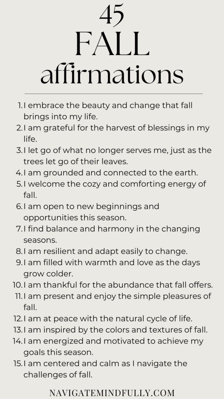 45 Fall Affirmations for a Balanced and Joyful Autumn Season