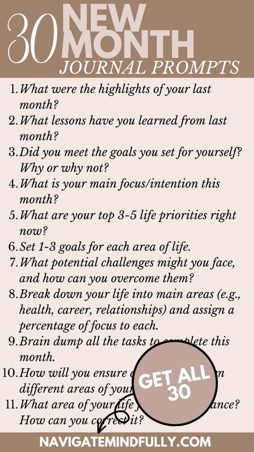 30 Reflective New Month Journal Prompts to Kickstart Your Month