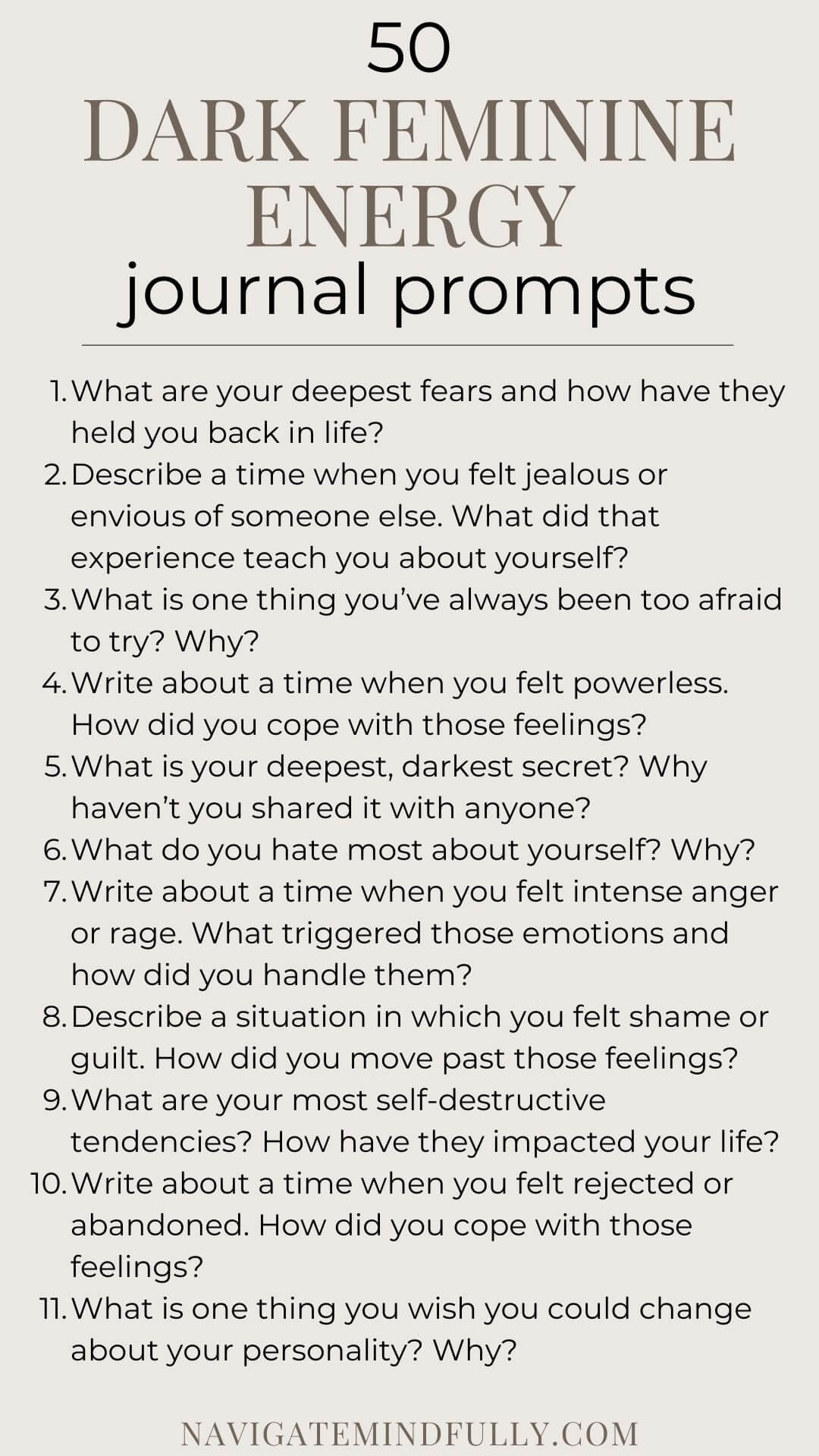 50 Dark Feminine Journal Prompts to Heal Your Feminine Energy